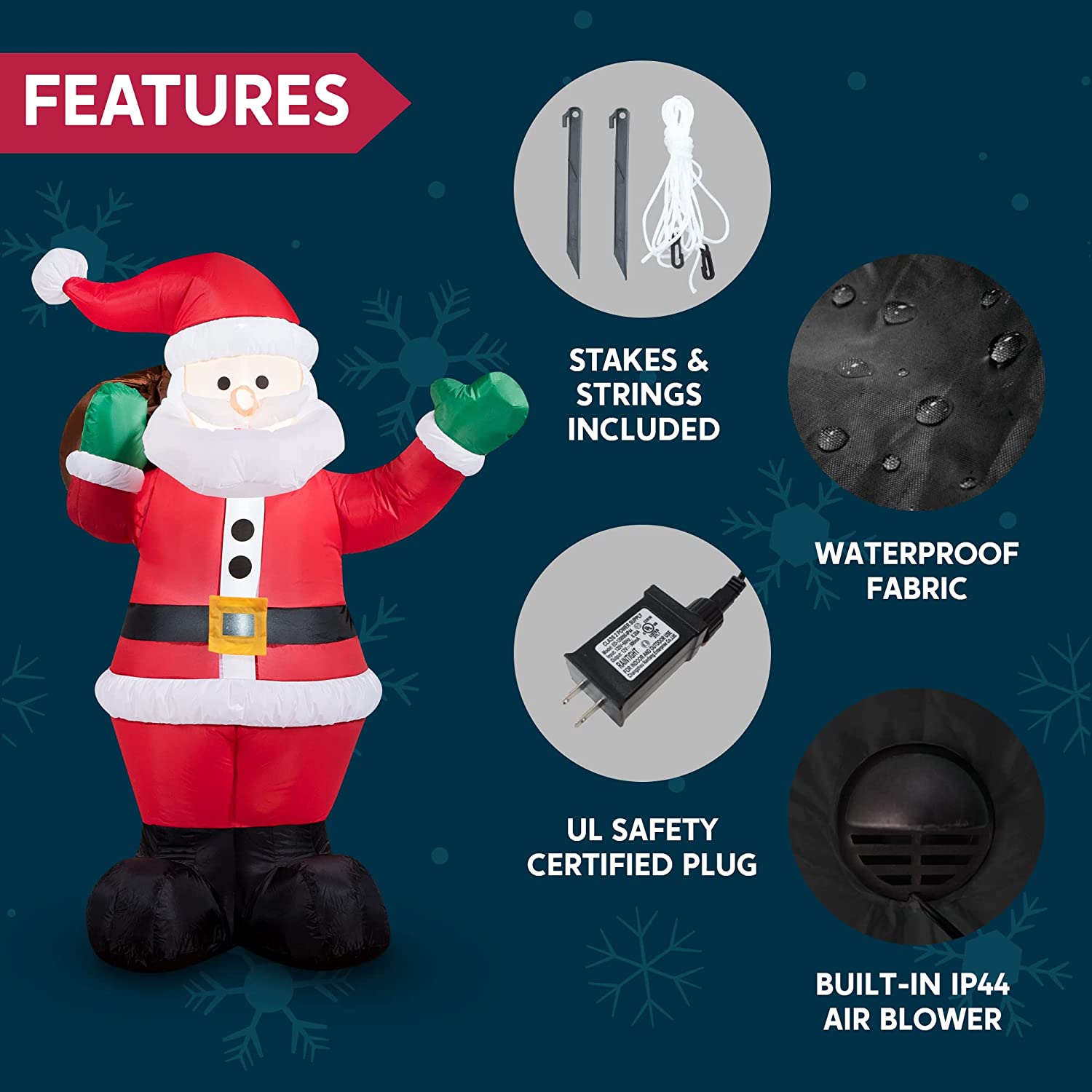 Large Waving Santa Claus Inflatable (6 ft) – Joiedomi