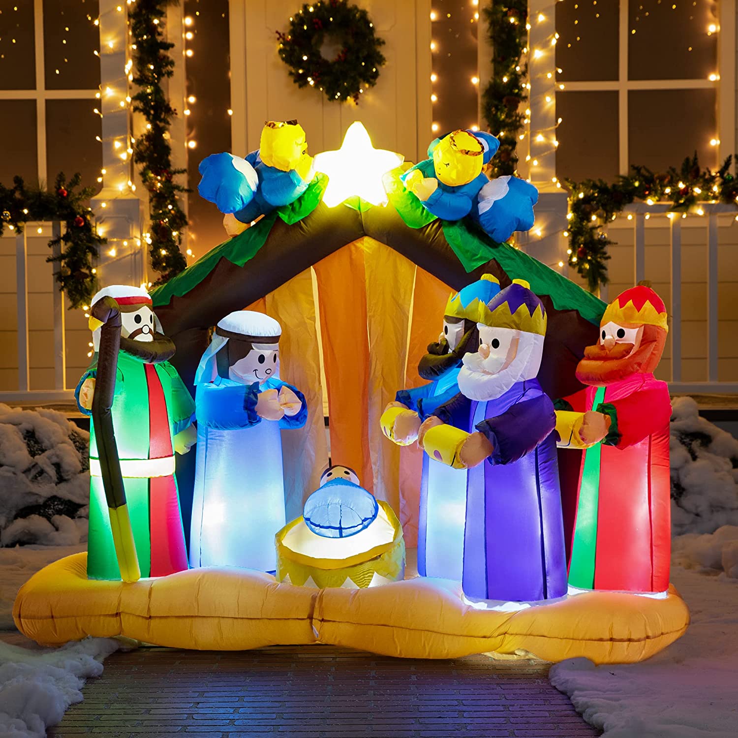 JOIEDOMI | LARGE NATIVITY SCENE WITH ANGELS INFLATABLE (6 FT) – Joiedomi