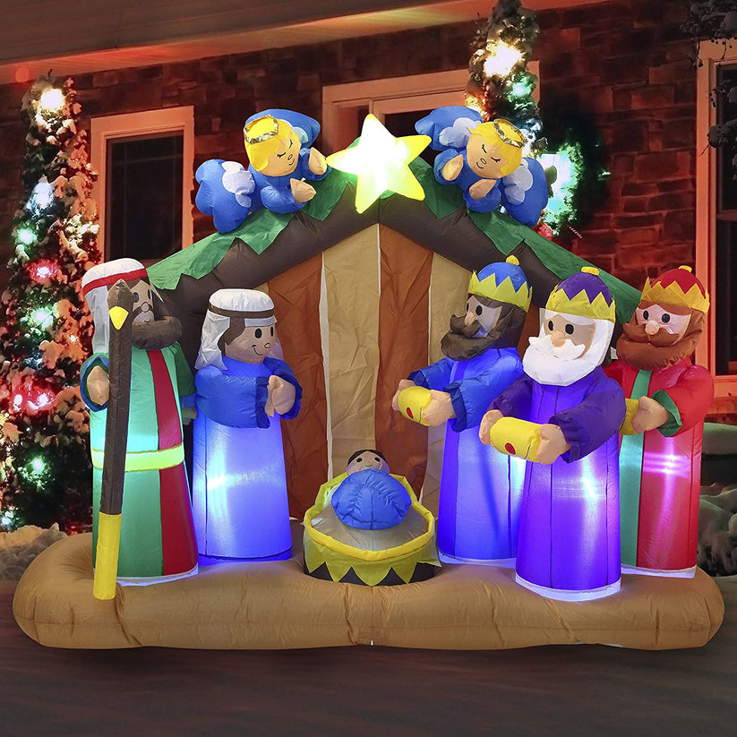 JOIEDOMI | LARGE NATIVITY SCENE WITH ANGELS INFLATABLE (6 FT)
