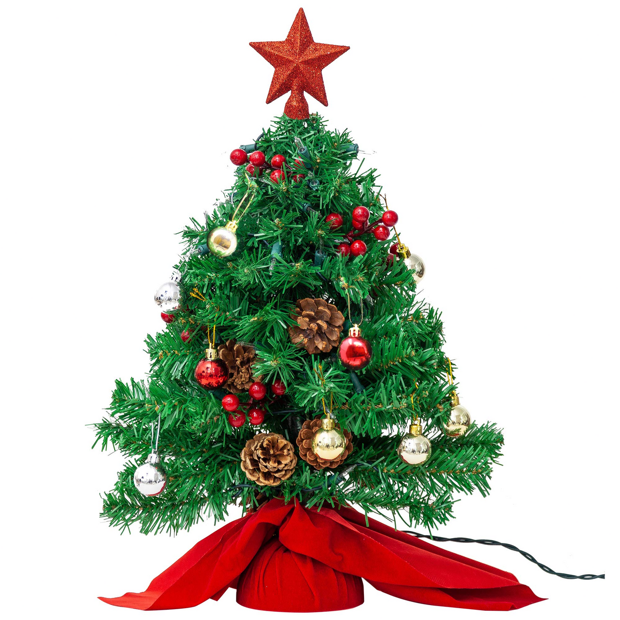 23in Prelit Table-top Christmas tree with DIY Kits (Red) – JOIEDOMI