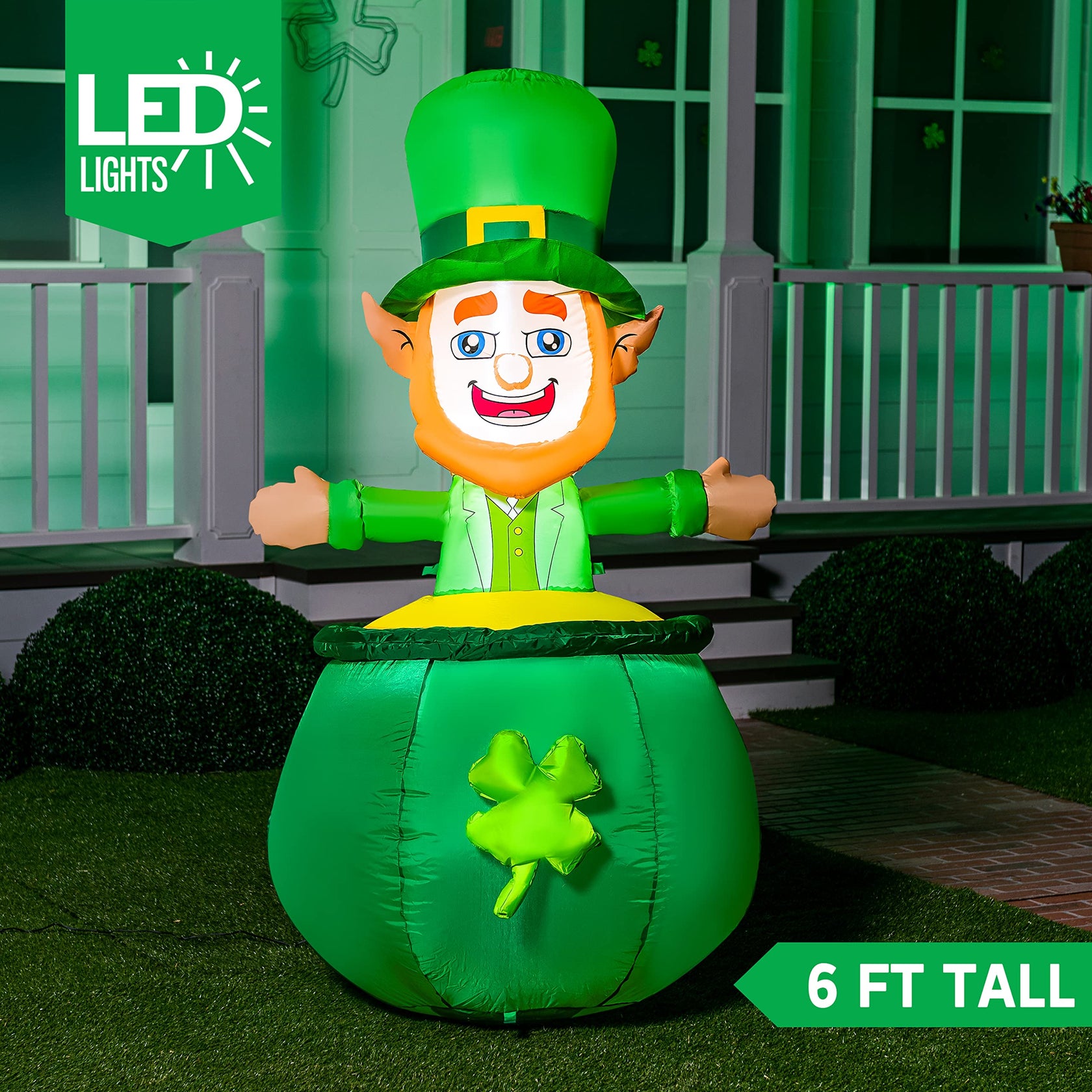 Large St. Patrick's Day Inflatable Leprechaun in Cauldron Pot of Gold ...