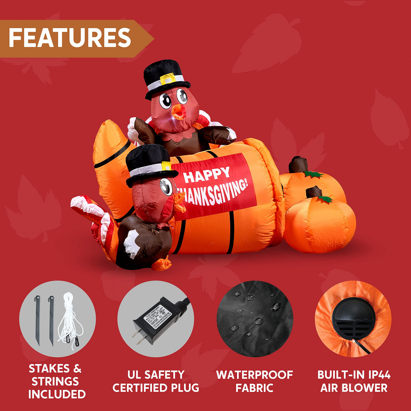 LARGE LITTLE TURKEYS ON A CORNUCOPIA INFLATABLE (6FT) – JOIEDOMI