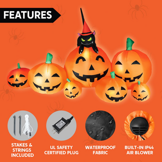 Large Halloween Pumpkin Patch with Cat Inflatable 7 ft – JOIEDOMI