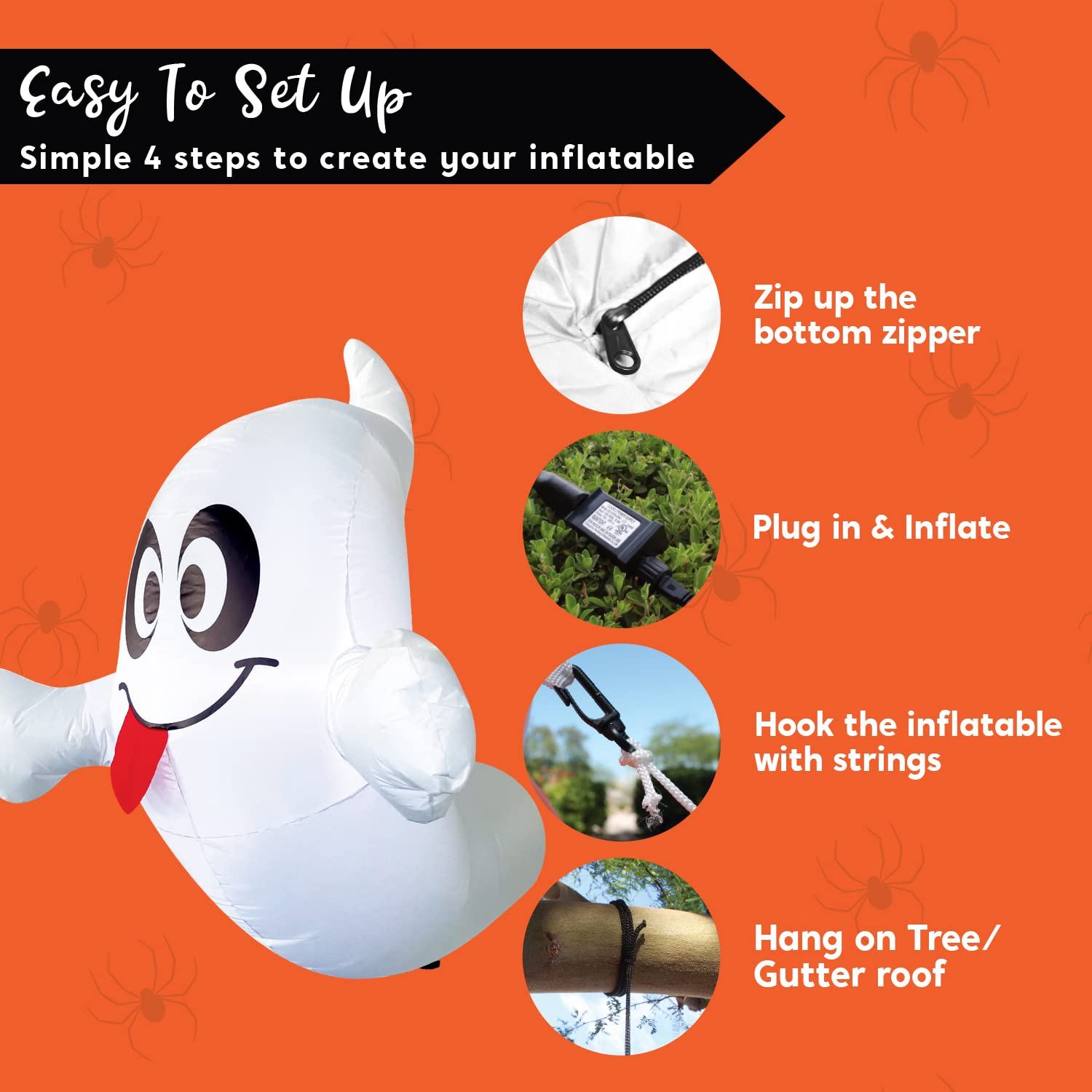 4ft Halloween Inflatable Ghost Coming Out from Tree – Joiedomi