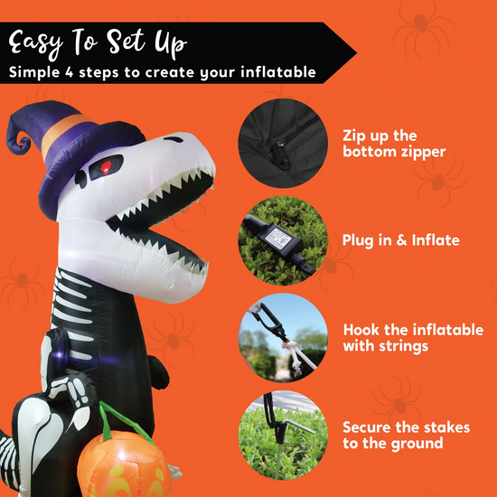 Jumbo Halloween Skeleton Dinosaur Inflatable (8 ft) – JOIEDOMI